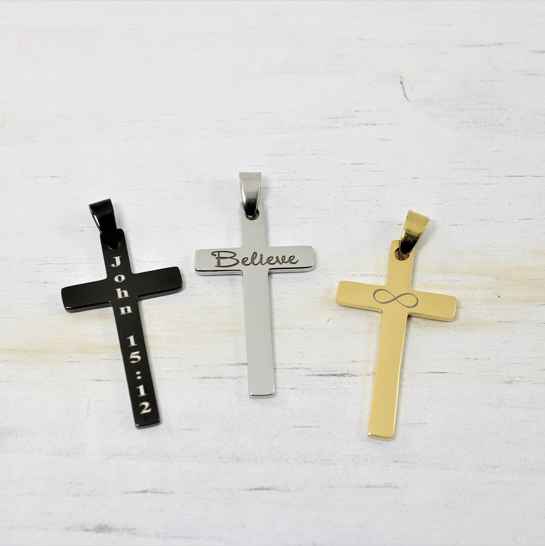 Custom Cross Pendant- Stainless Steel Jewelry Charm - Personalized ...