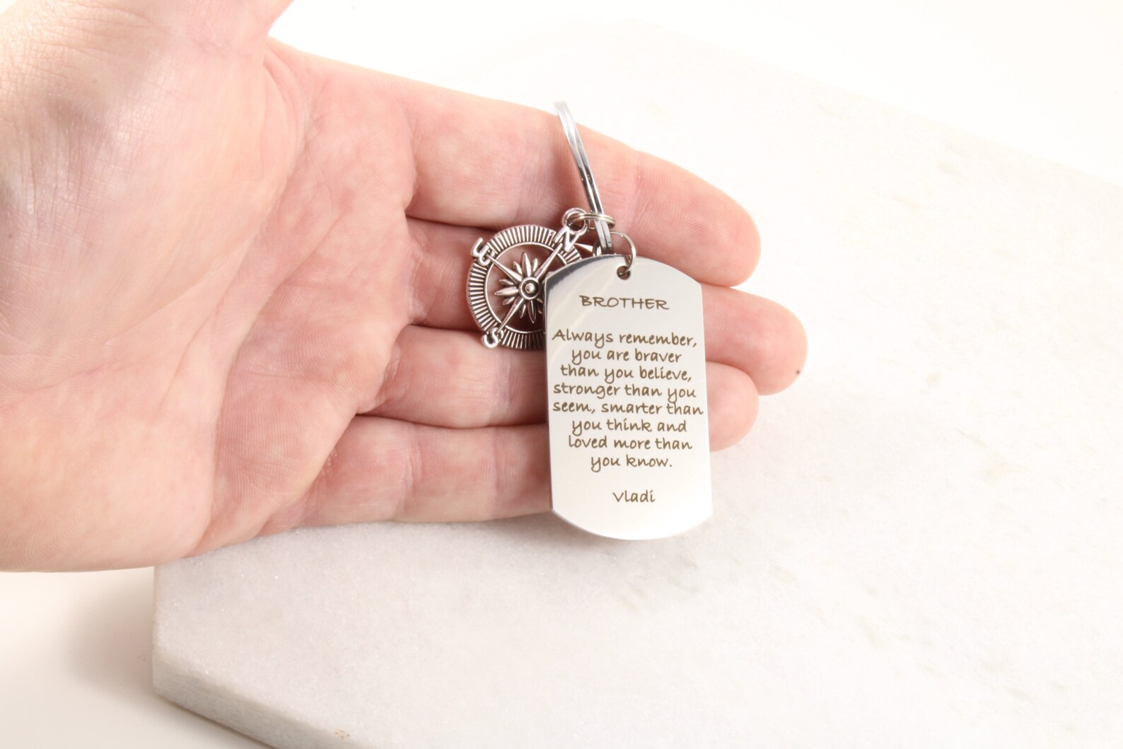 Keychain for Brother or Sister - Custom Engraved Keyring Gift for ...