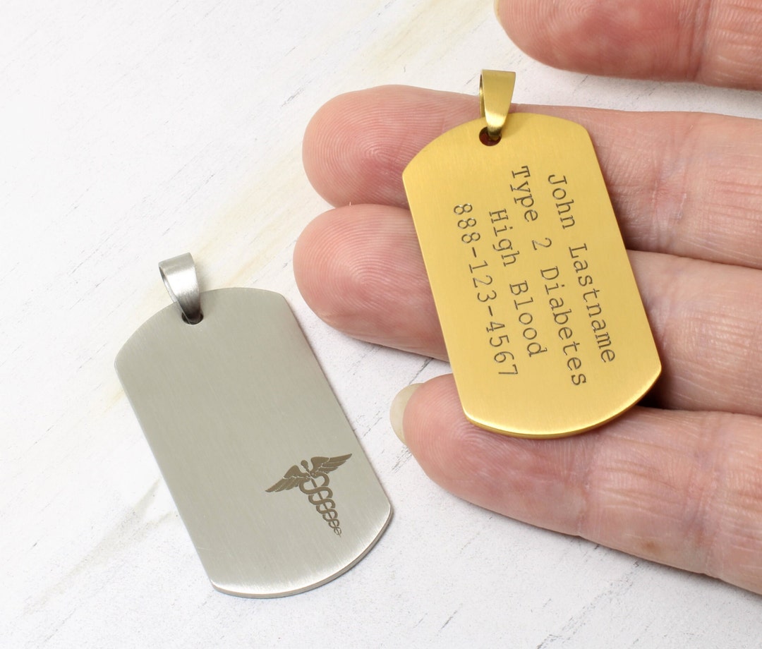 Men's Caduceus Medical Alert Coin Pendant - Custom Personalized Medical ...