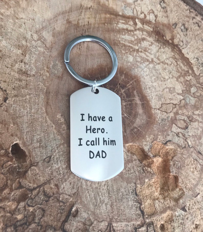 Custom Keychain for Dad - Personalized Text Keychain - Stainless Steel ...