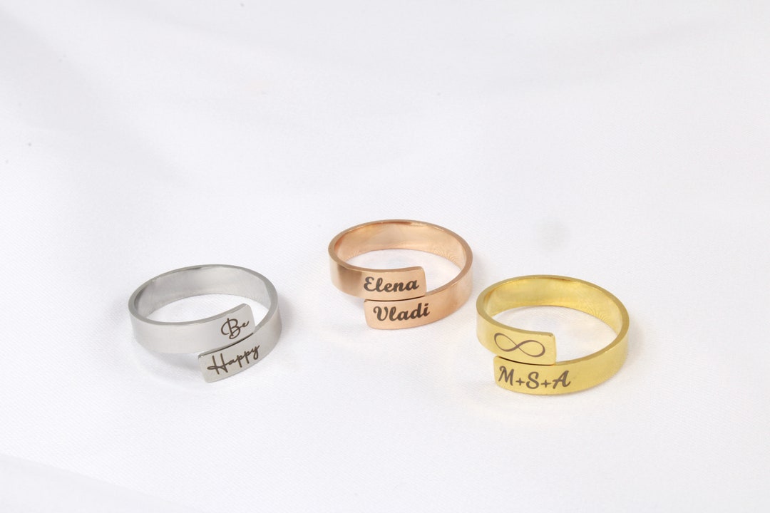 Custom Adjustable Wrap Ring - Personalized Engravable Ring for Her ...