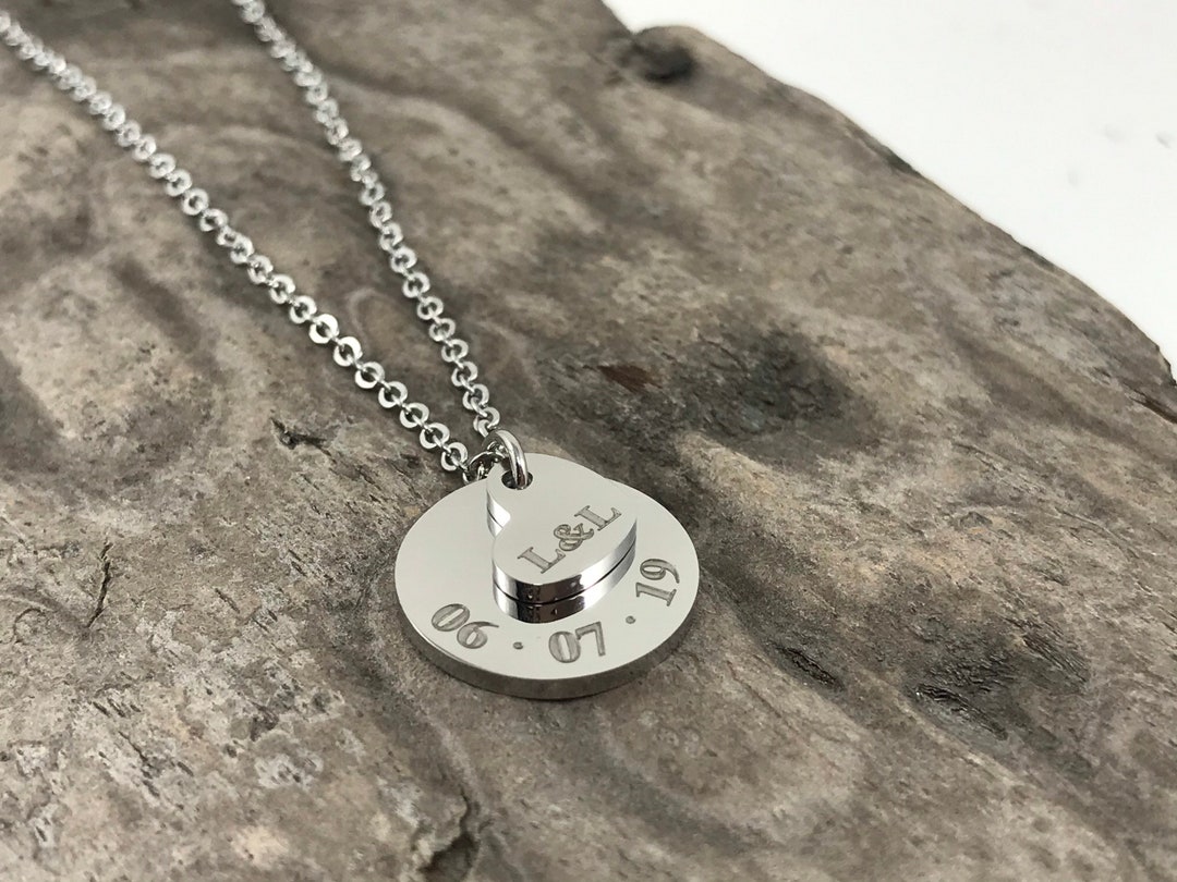 Initial and Heart Necklace - Custom Engraved - Personalized With Name ...