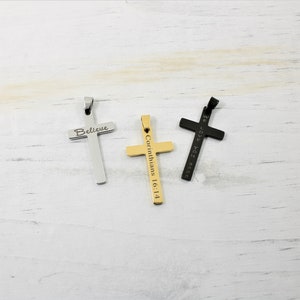 Custom Cross Pendant- Stainless Steel Jewelry Charm - Personalized ...