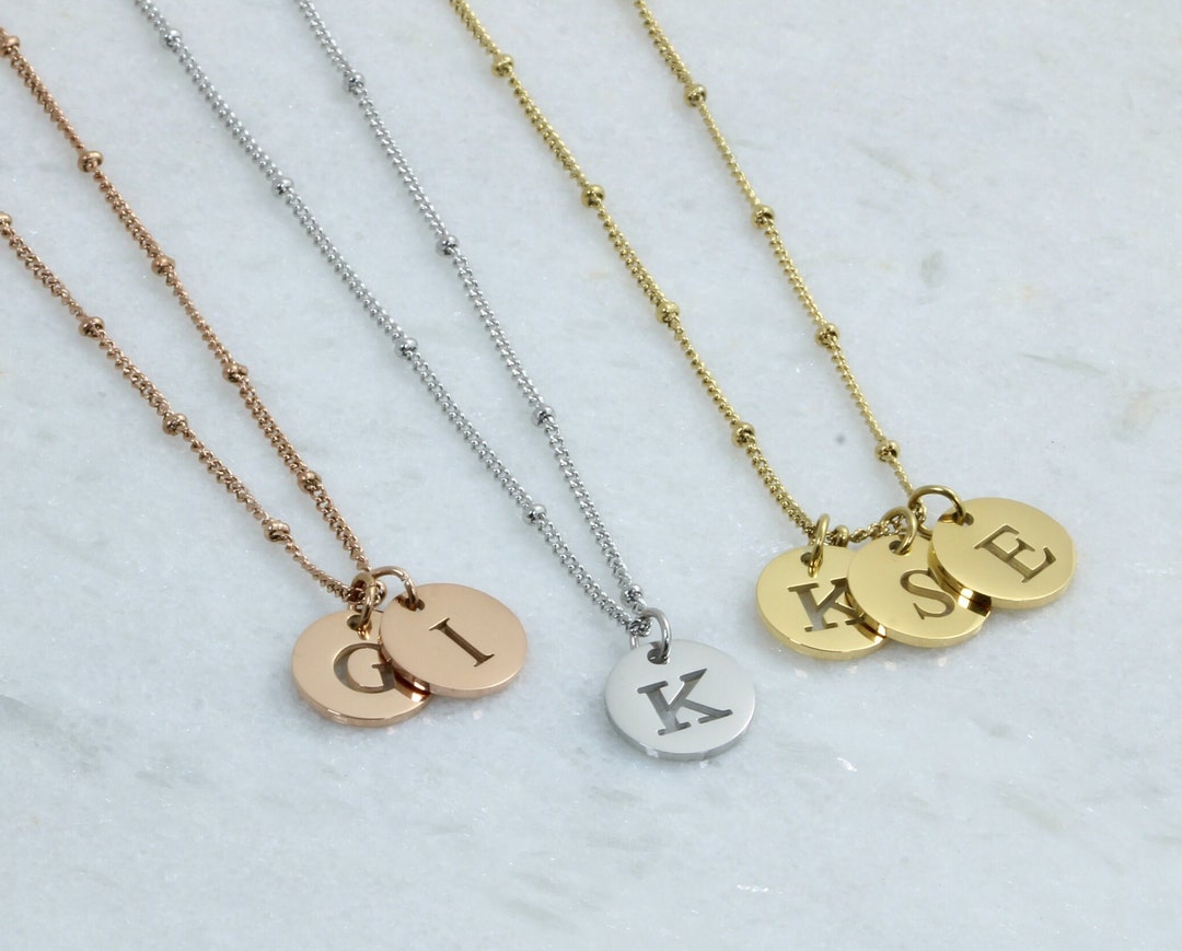 Custom Coin Initial Necklace 14k Gold Necklace - Etsy