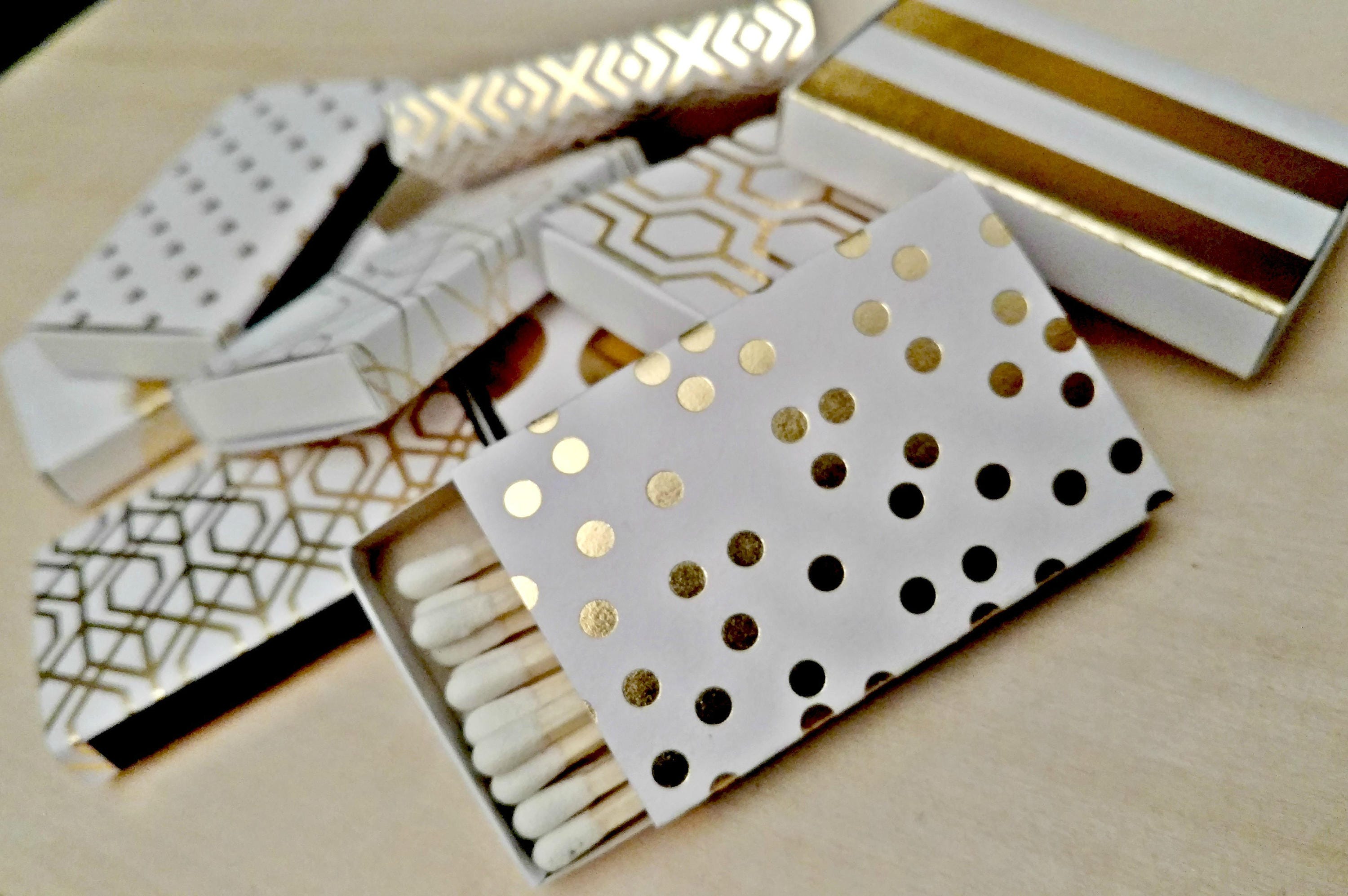 Decorative Matchboxes White and Gold Foil Collection Set of 5 or 10 - Etsy