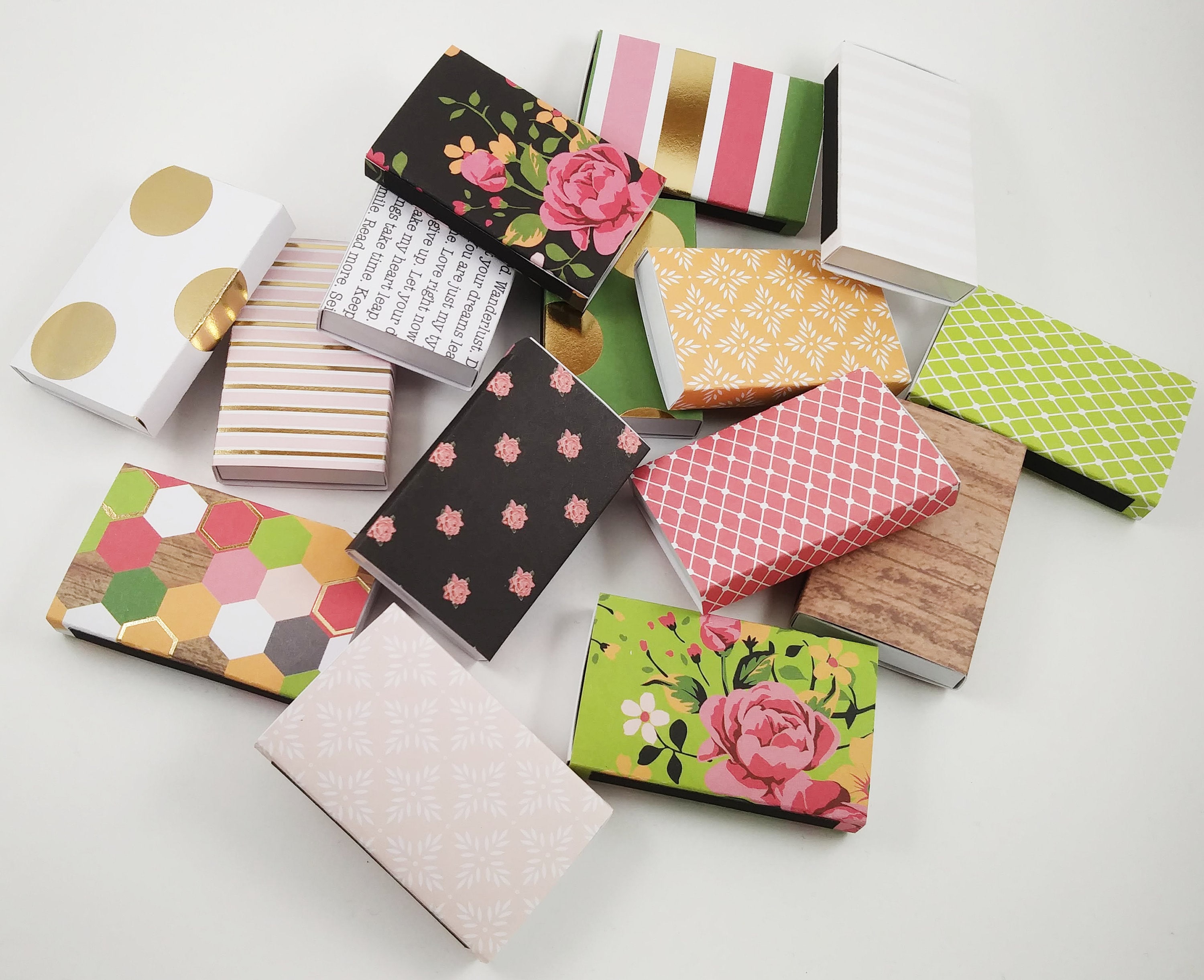 Decorative Matchboxes Multicolored & Gold Foil Collection Set of 5 or ...