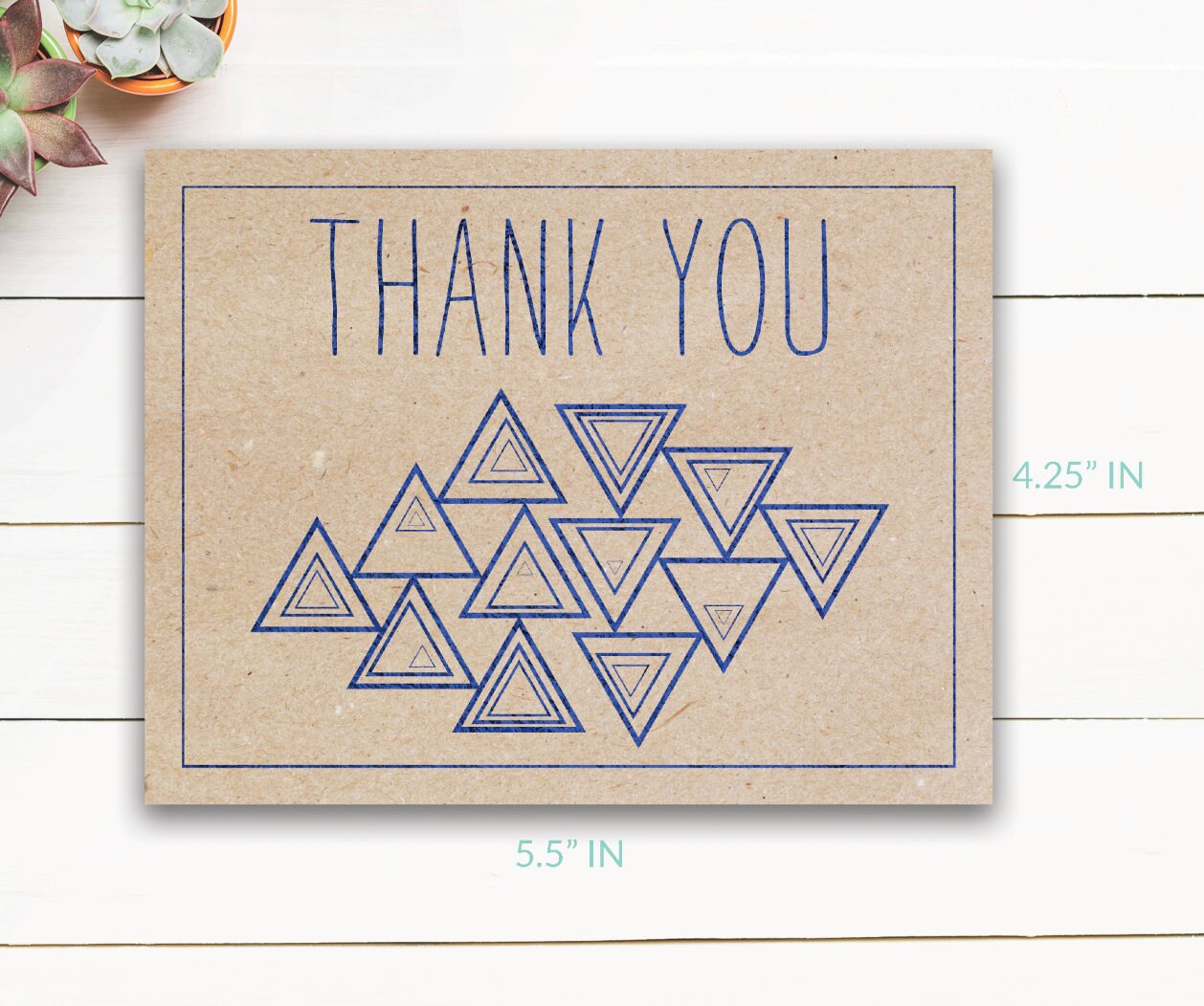 Thank You Card Dark Gray Triangle Instant Download - Etsy