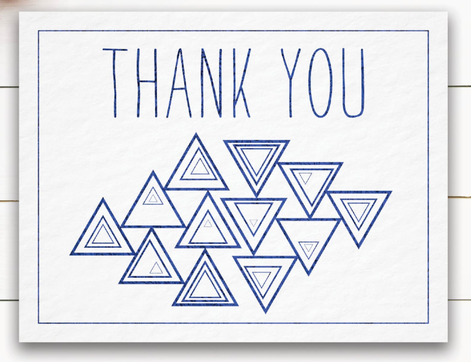 Thank You Card Blue Foil Triangles Instant Download - Etsy