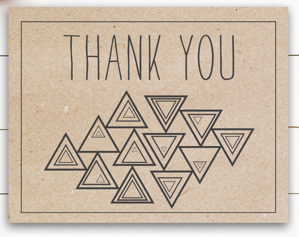 Thank You Card Dark Gray Triangle Instant Download - Etsy