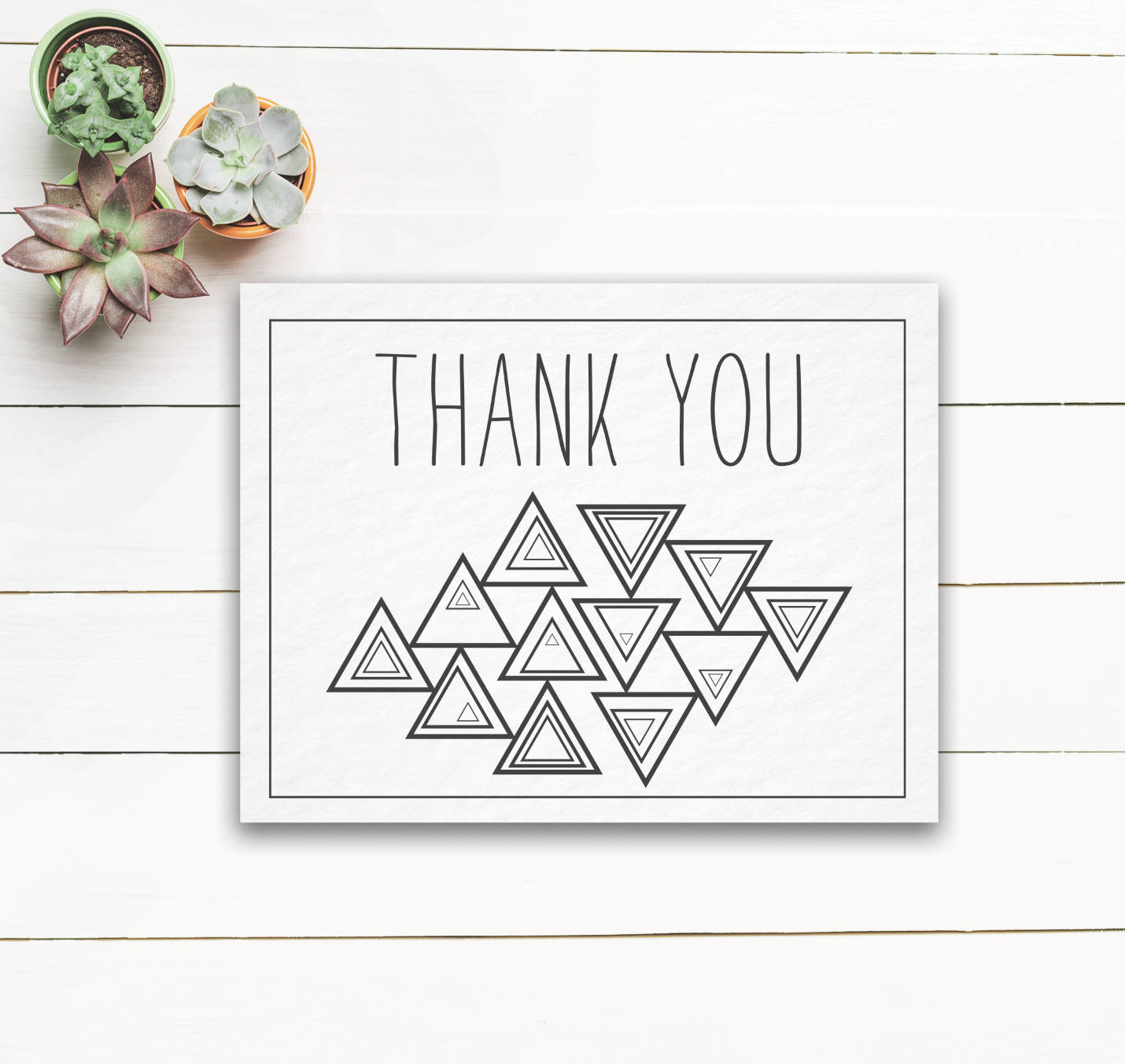 Thank You Card Dark Gray Triangle Instant Download - Etsy