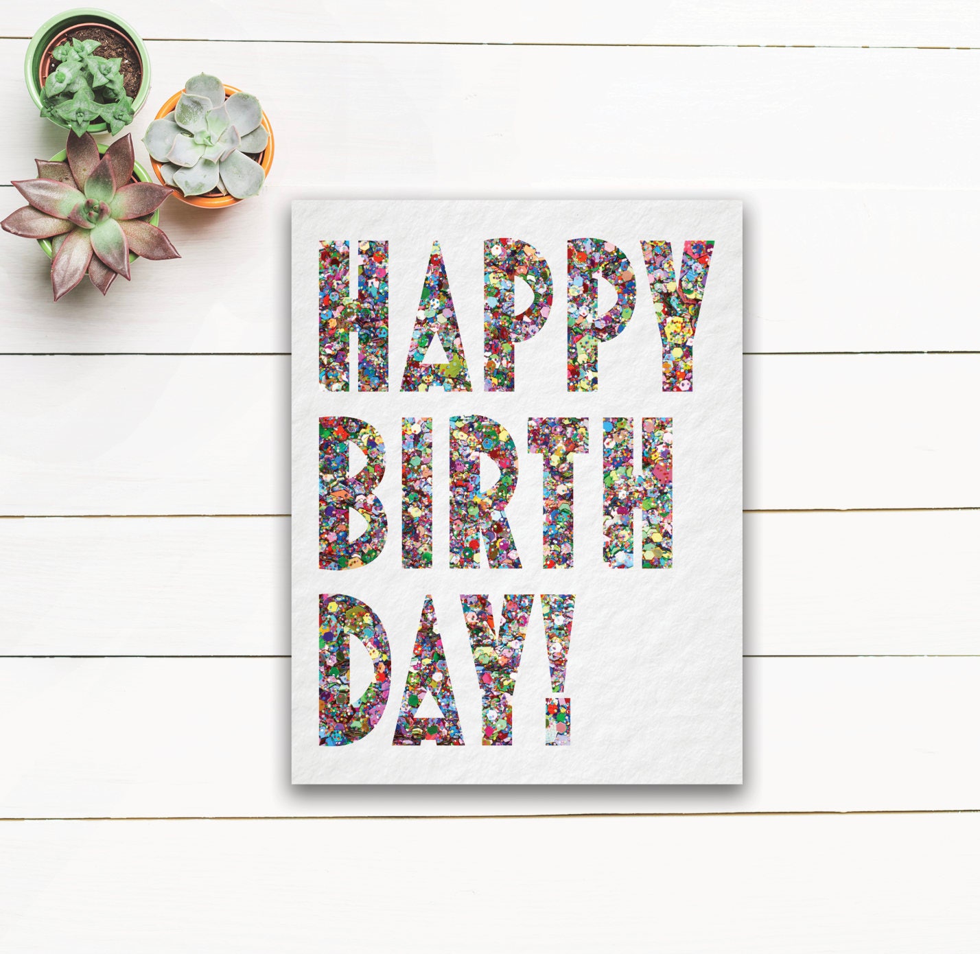 Happy Birthday Card Multicolor Glitter Instant Download - Etsy New Zealand