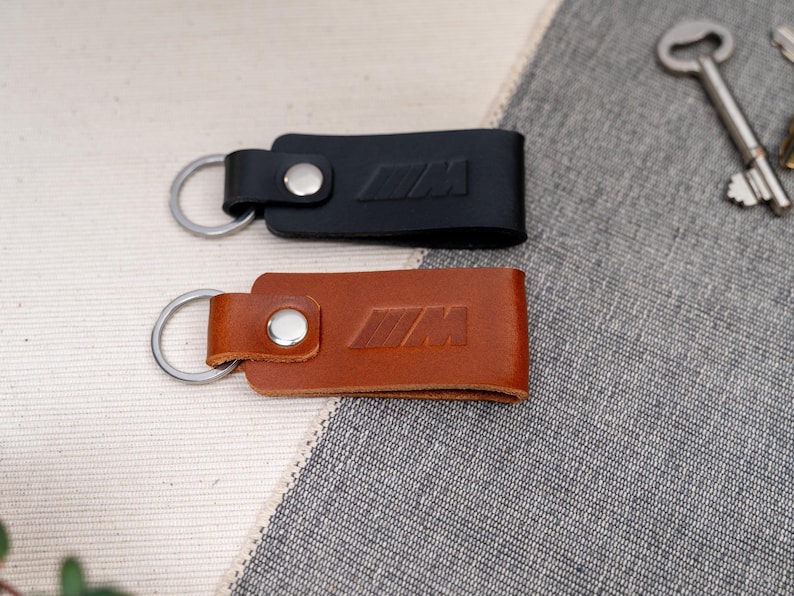 BMW M Sport Leather Car Keyring, Personalised Keychain, Key Fob ...