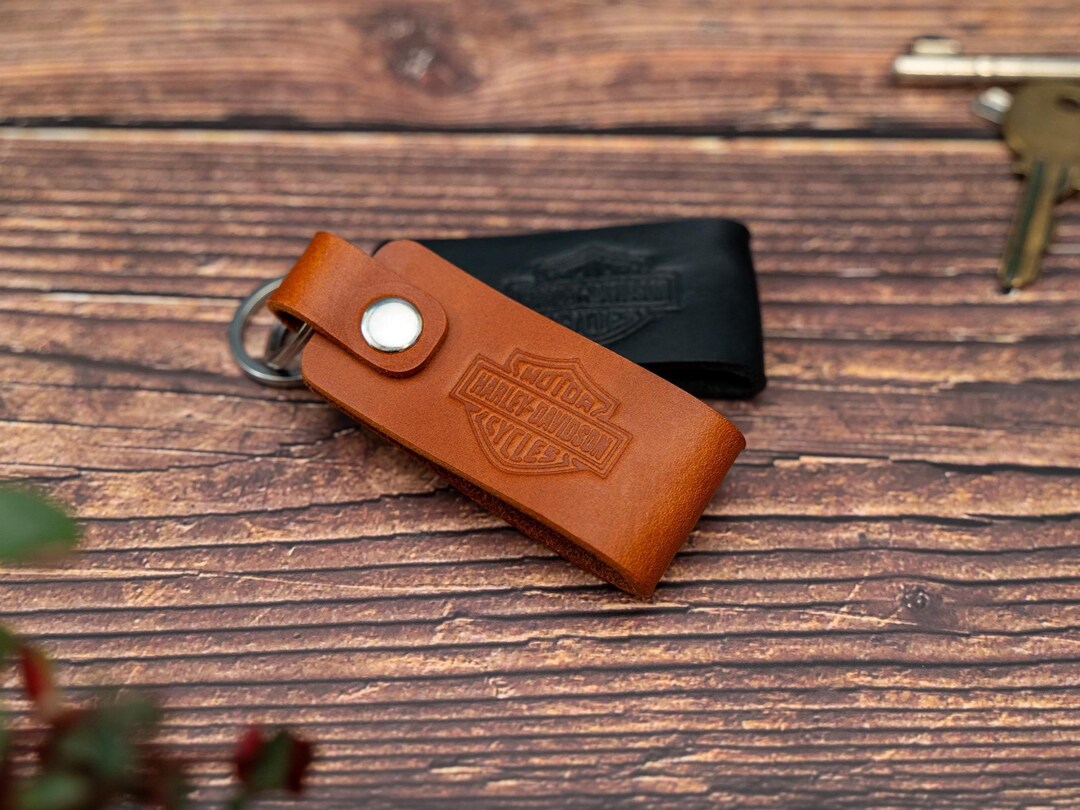 Harley-davidson Leather Motorbike Keyring, Personalised Keychain, Key ...