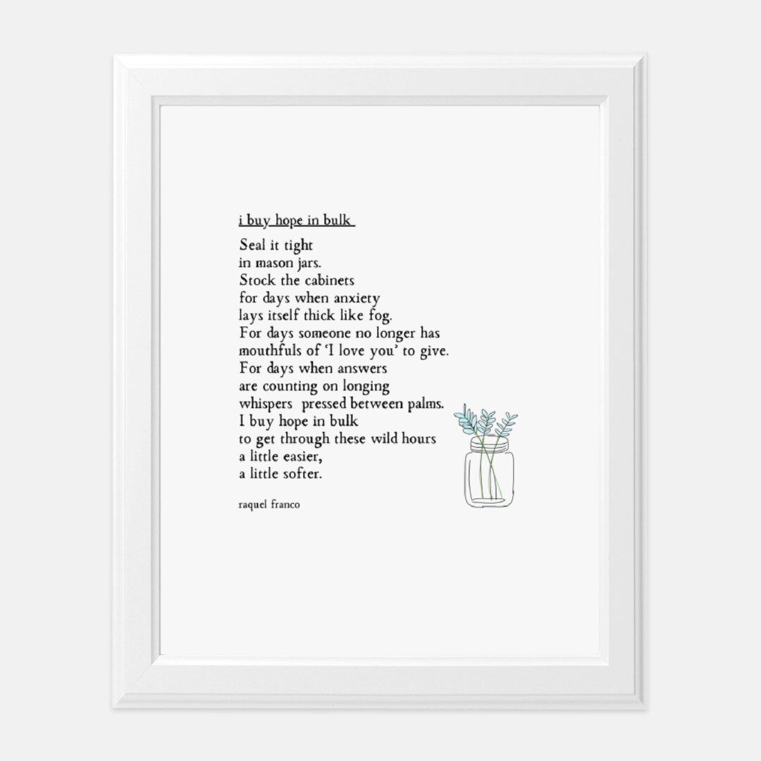Poetry Print / Literary Poster / Poem Wall Art / Raquel Franco - Etsy