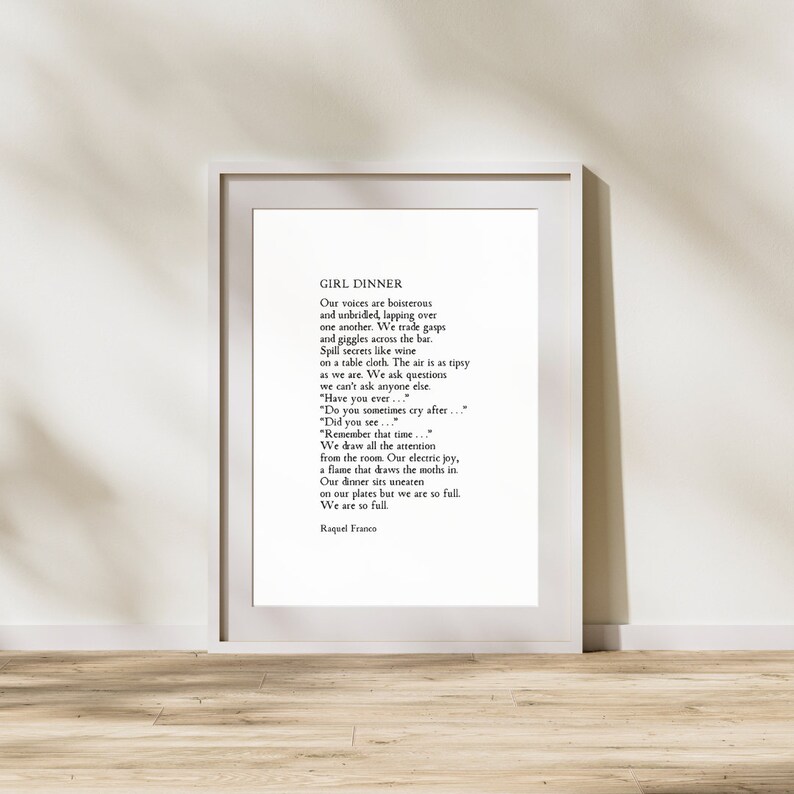 Girl Dinner - Original Poem / Poetry Print / Digital Download / Raquel ...