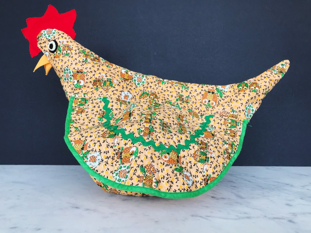 Vintage CHICKEN TEA COZY || Rooster Kitchen Decor || Quilted Hen Tea ...