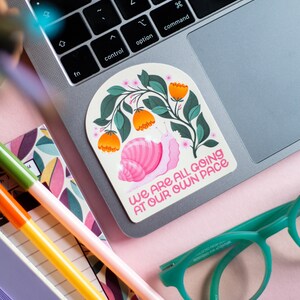 Own Pace - Illustrated Snail Sticker | Positive Affirmation Design ...
