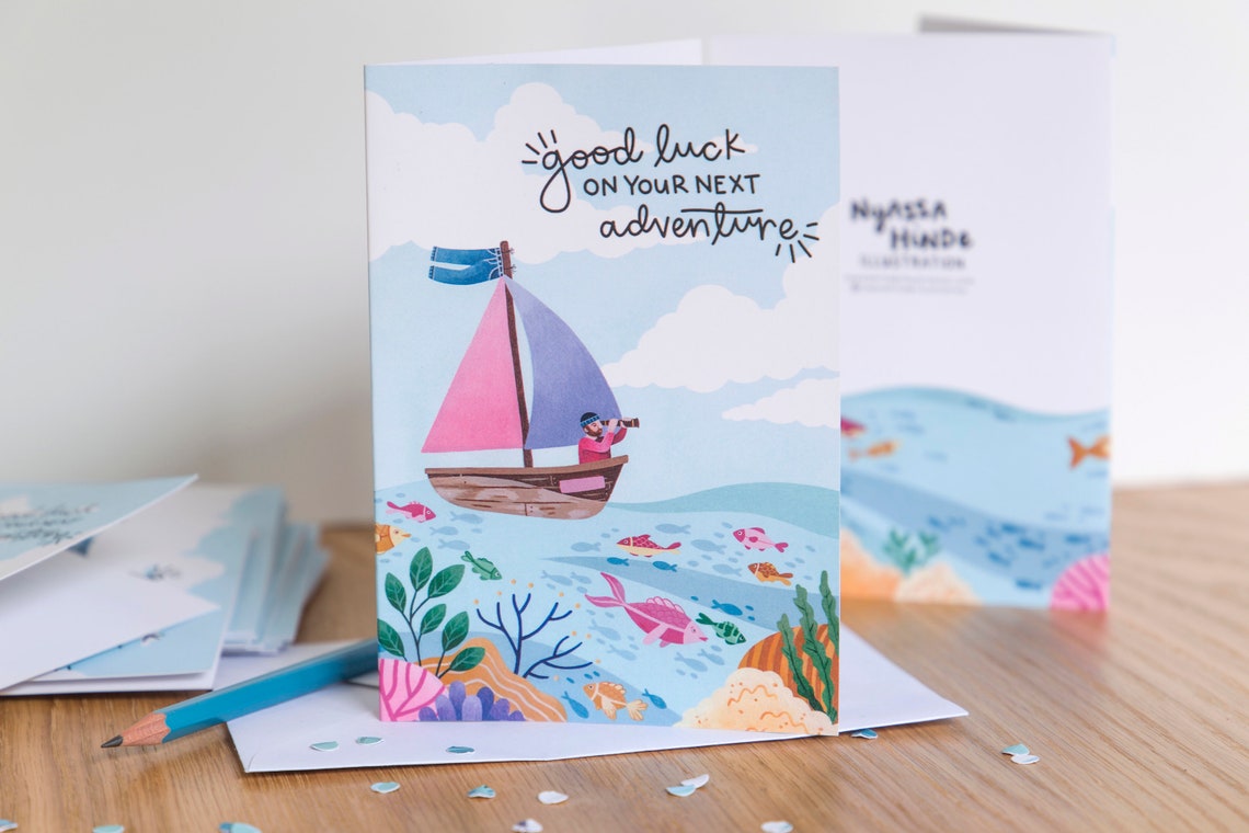 Good Luck on Your Next Adventure - Single Blank Greetings Card | Going ...