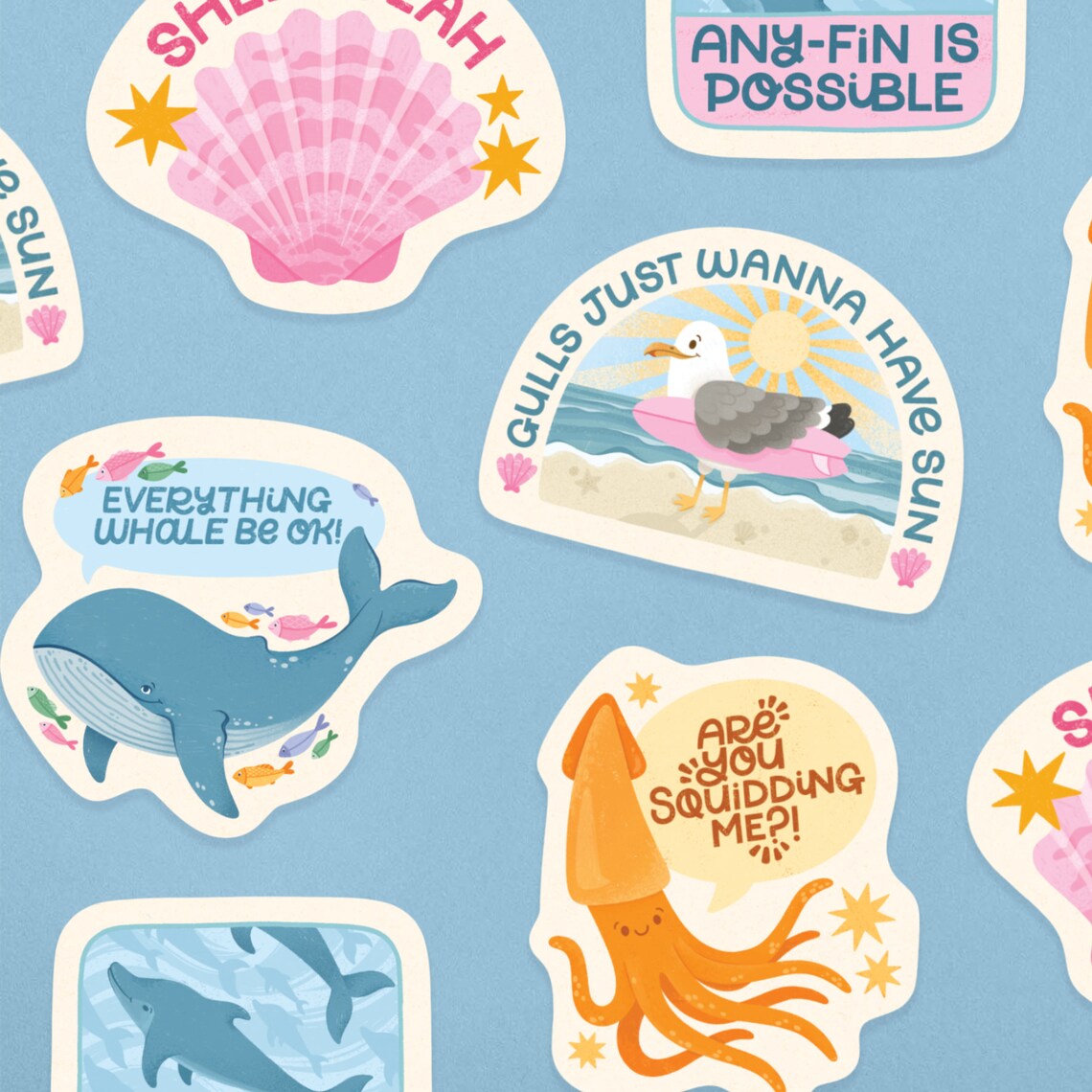 Shell Yeah Illustrated Seaside Sticker Gift From Cornwall Eco Friendly ...