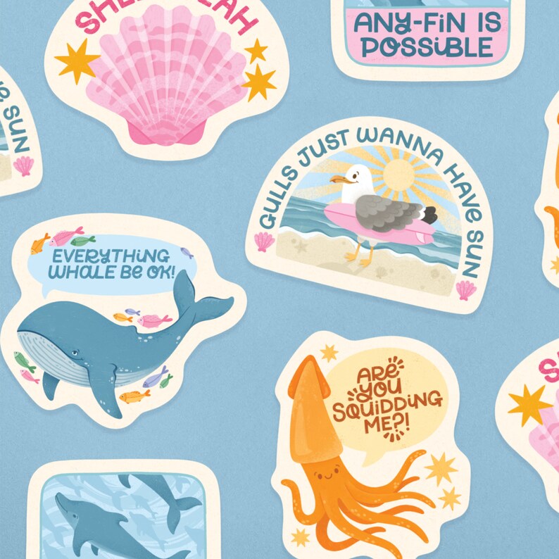 Shell Yeah Illustrated Seaside Sticker Gift From Cornwall Eco Friendly ...