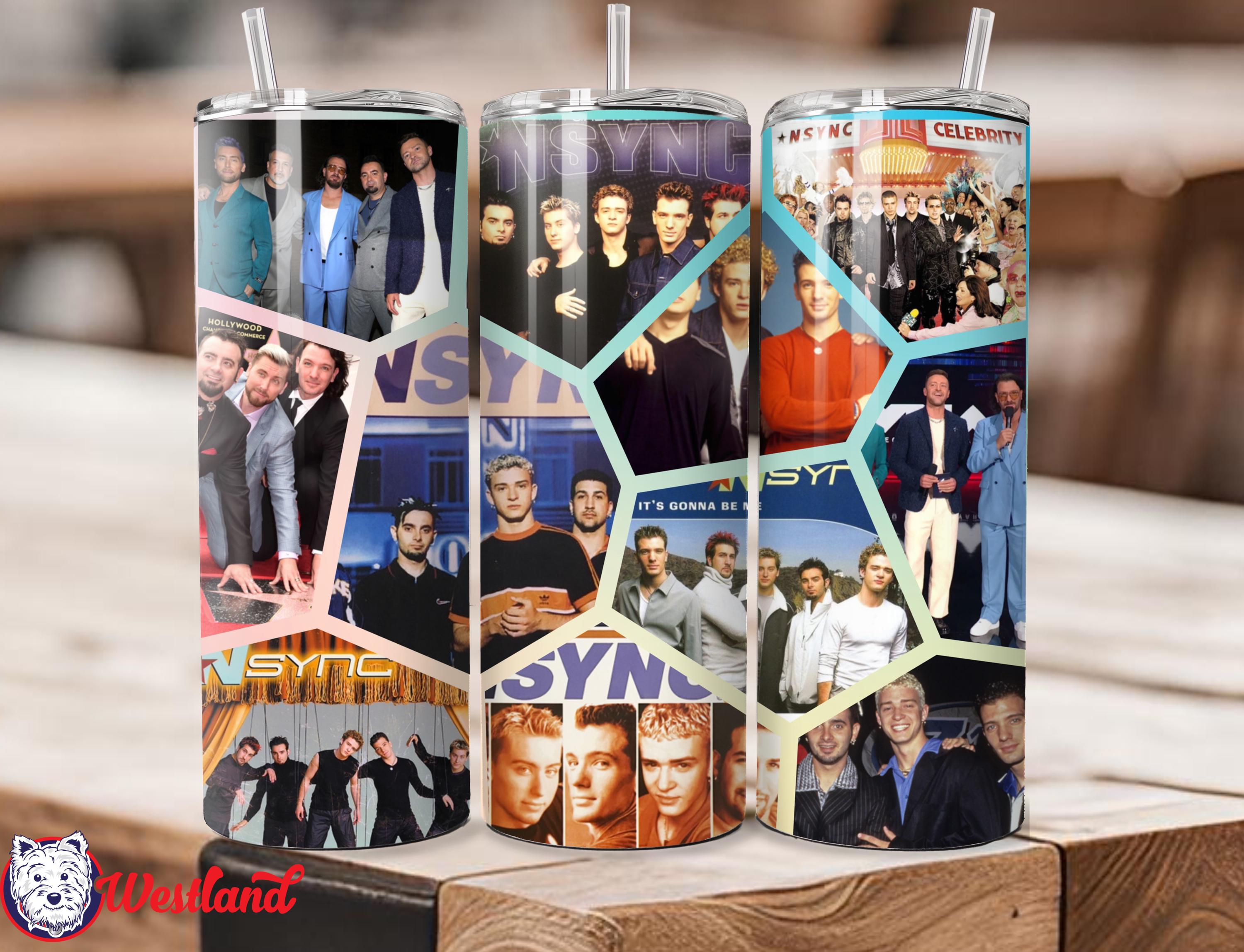 NSYNC Collage Pop Boy Band 20oz Skinny Tumbler With Lid, Metal Straw ...