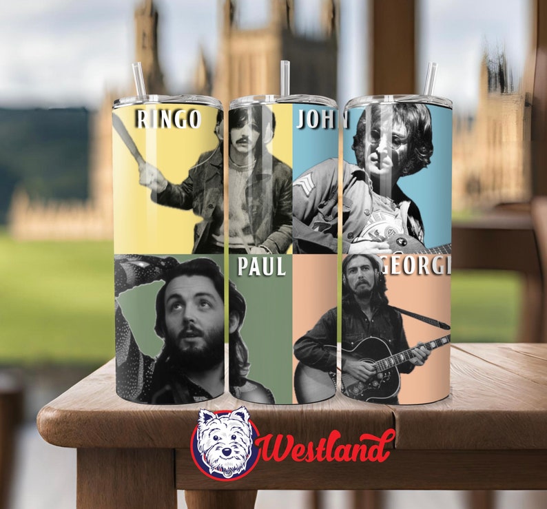 The Beatles John, Paul, George & Ringo 20 Ounce Insulated Stainless Steel Tumbler - Etsy