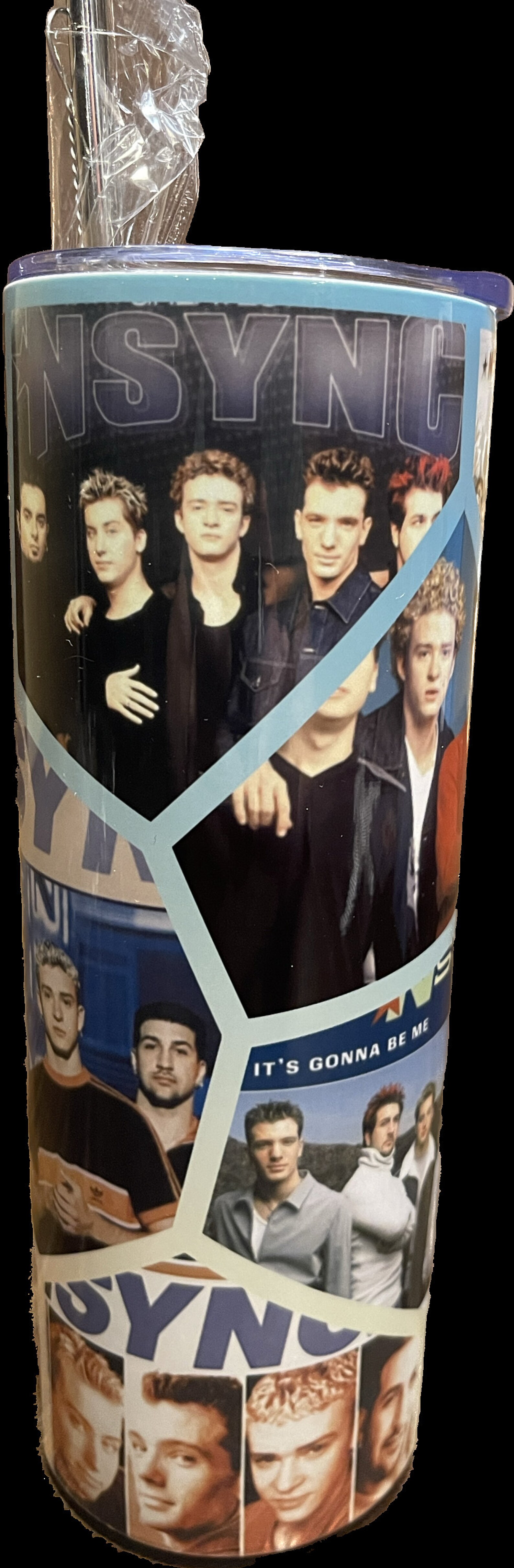 NSYNC Collage Pop Boy Band 20oz Skinny Tumbler With Lid, Metal Straw ...