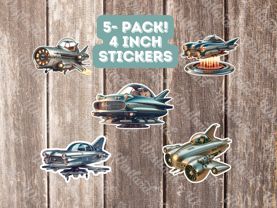 Retro Futuristic Car Stickers Holographic Vintage 1950s Futuristic Car ...