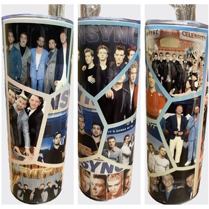 NSYNC Collage Pop Boy Band 20oz Skinny Tumbler With Lid, Metal Straw ...