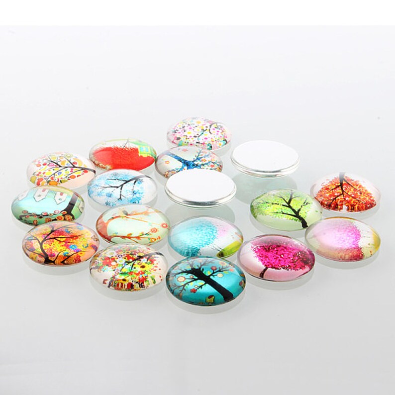 20mm Printed Half Glass Cabochons Tree of Life Mixed Color - Etsy