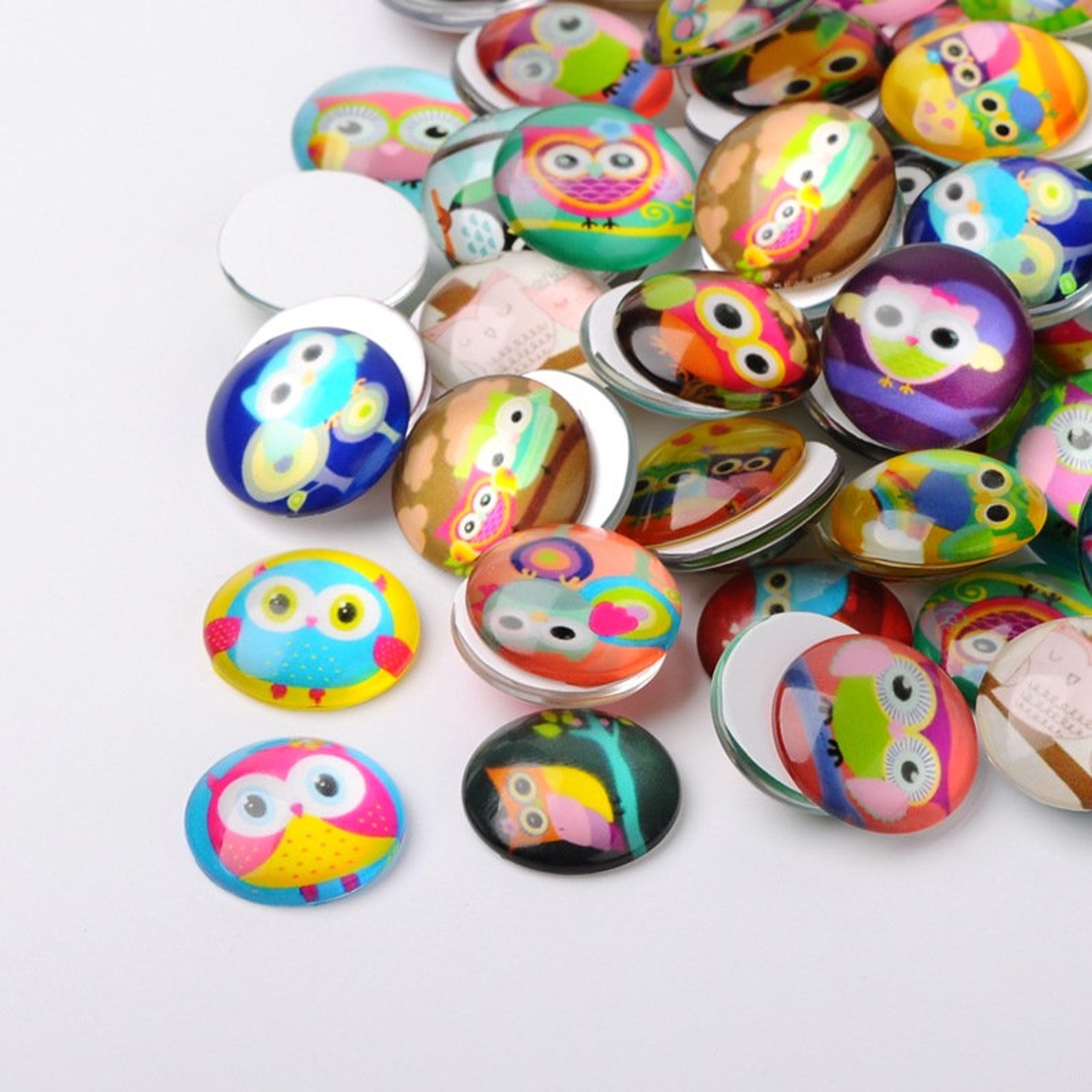 12mm Owl Printed Cabochon Half Round Dome Glass Cartoon Owl - Etsy