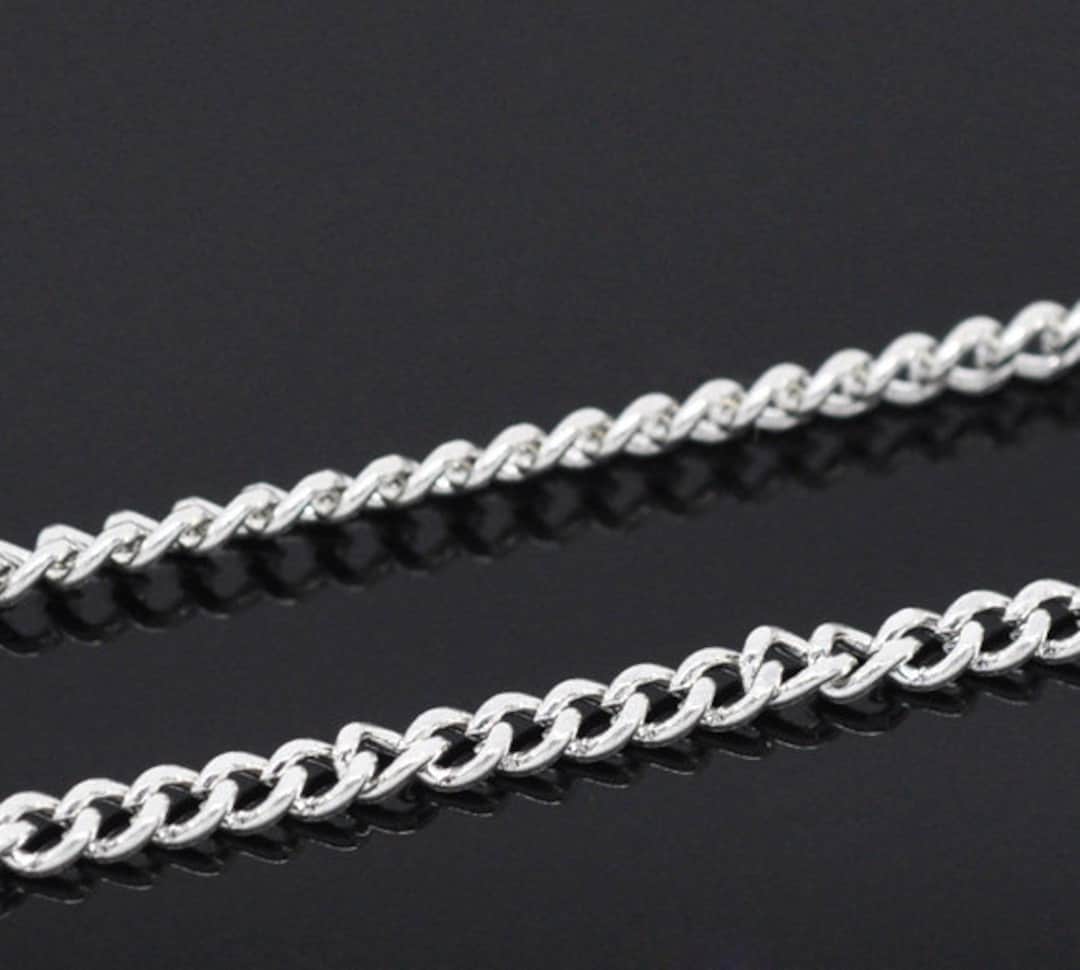 3x2mm Curb Chain Silver Opened Twisted Chains Curb Chains 10ft / 32ft ...
