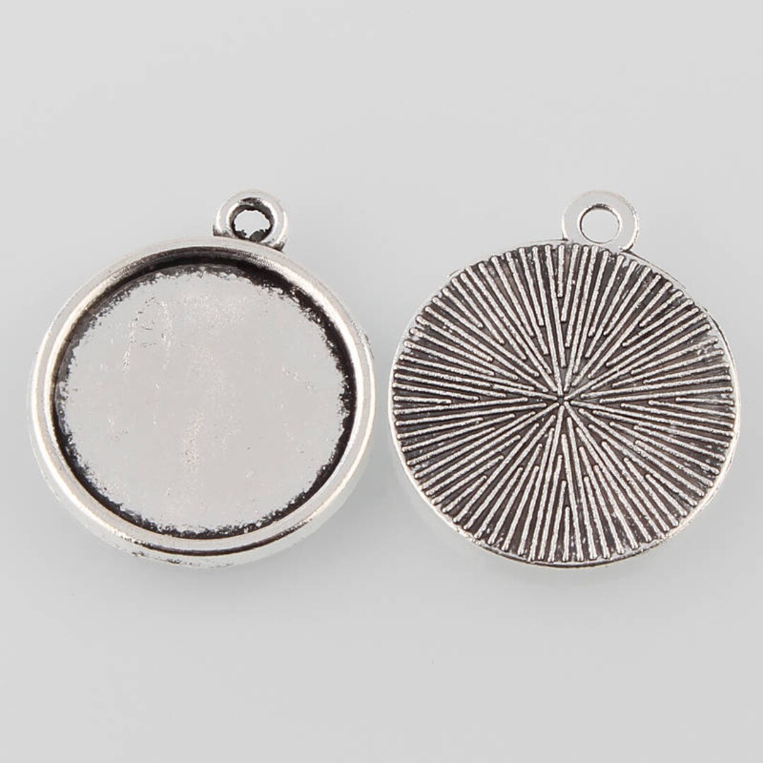 20mm Cabochons Pendant Antique Silver Tray Setting Bezel Trays DIY ...
