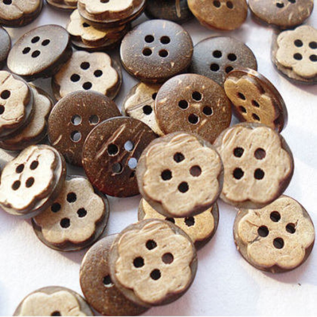 13mm Buttons Carved Coconut Buttons 4 Hole DIY Craft Supplies Findings ...