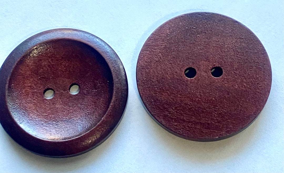 40mm Wooden Flat Round Buttons 2-hole Coconut Brown DIY - Etsy Canada