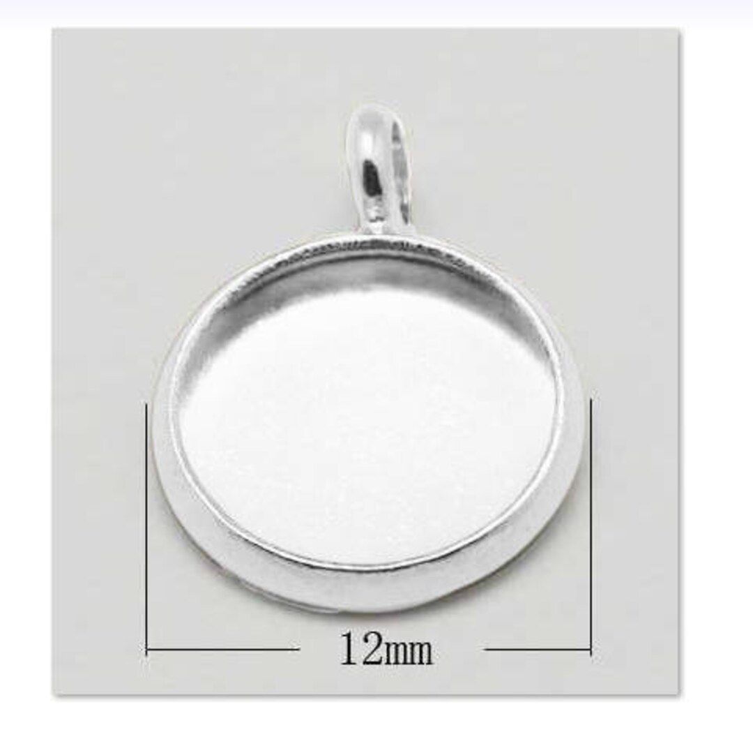 10mm Cabochon Pendant Tray Silver Round Bezel Tray DIY Jewelry Making ...