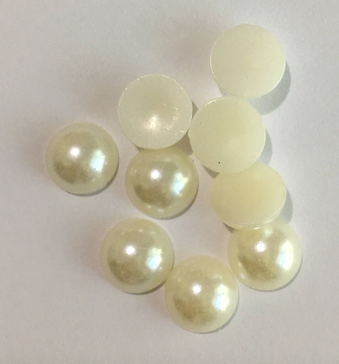 10mm Imitation Pearl, Half Round, Ivory, Acrylic Cabochons DIY Jewelry ...