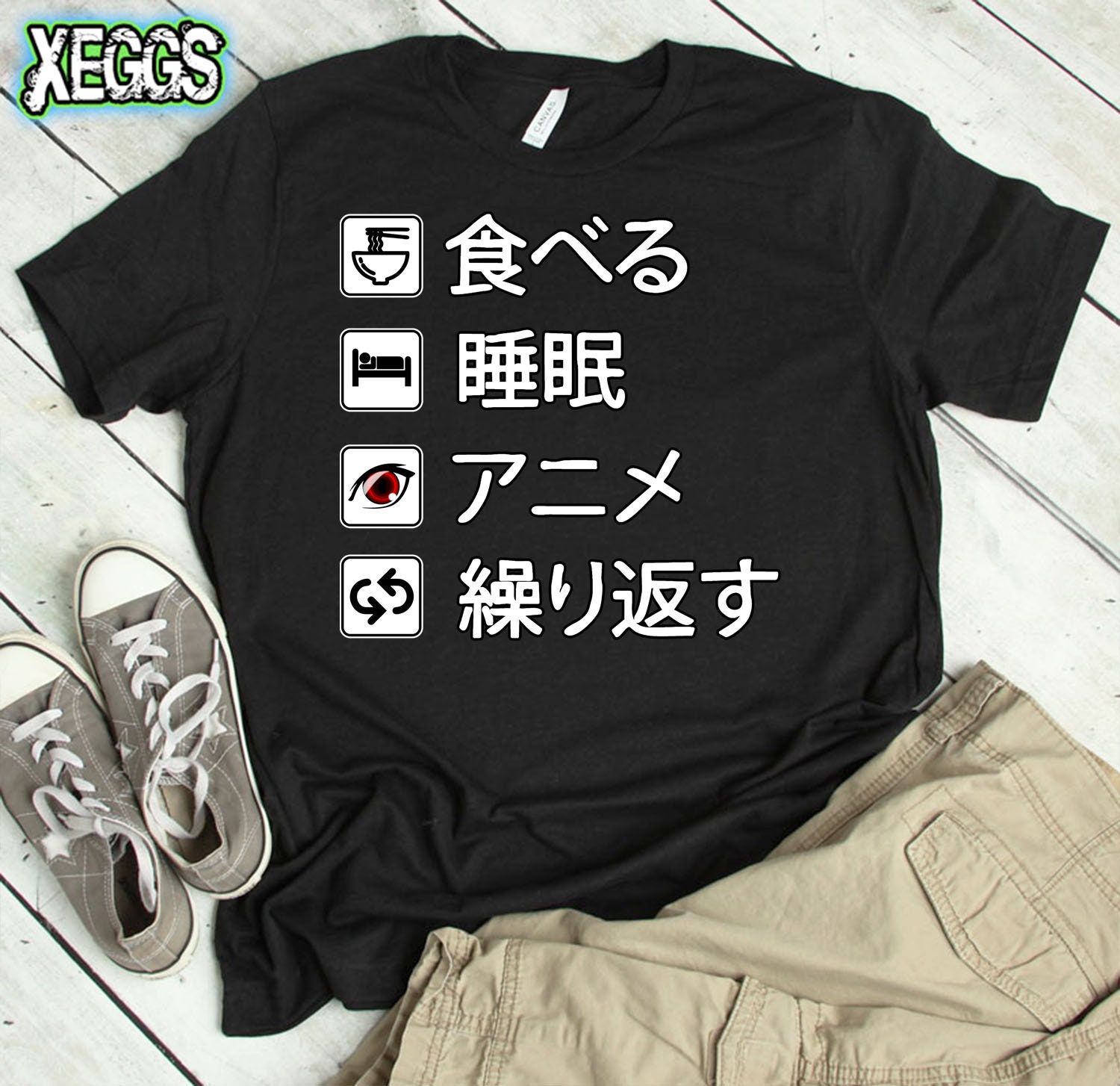 Kanji Symbols, Eat Sleep Anime Repeat, Anime Shirt, Anime Gifts, Otaku ...