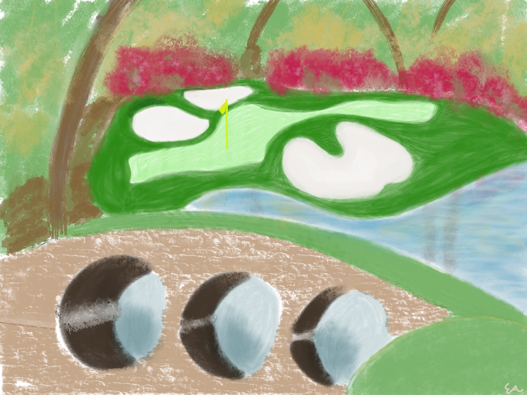 The Masters 12th Hole Sketch - Etsy