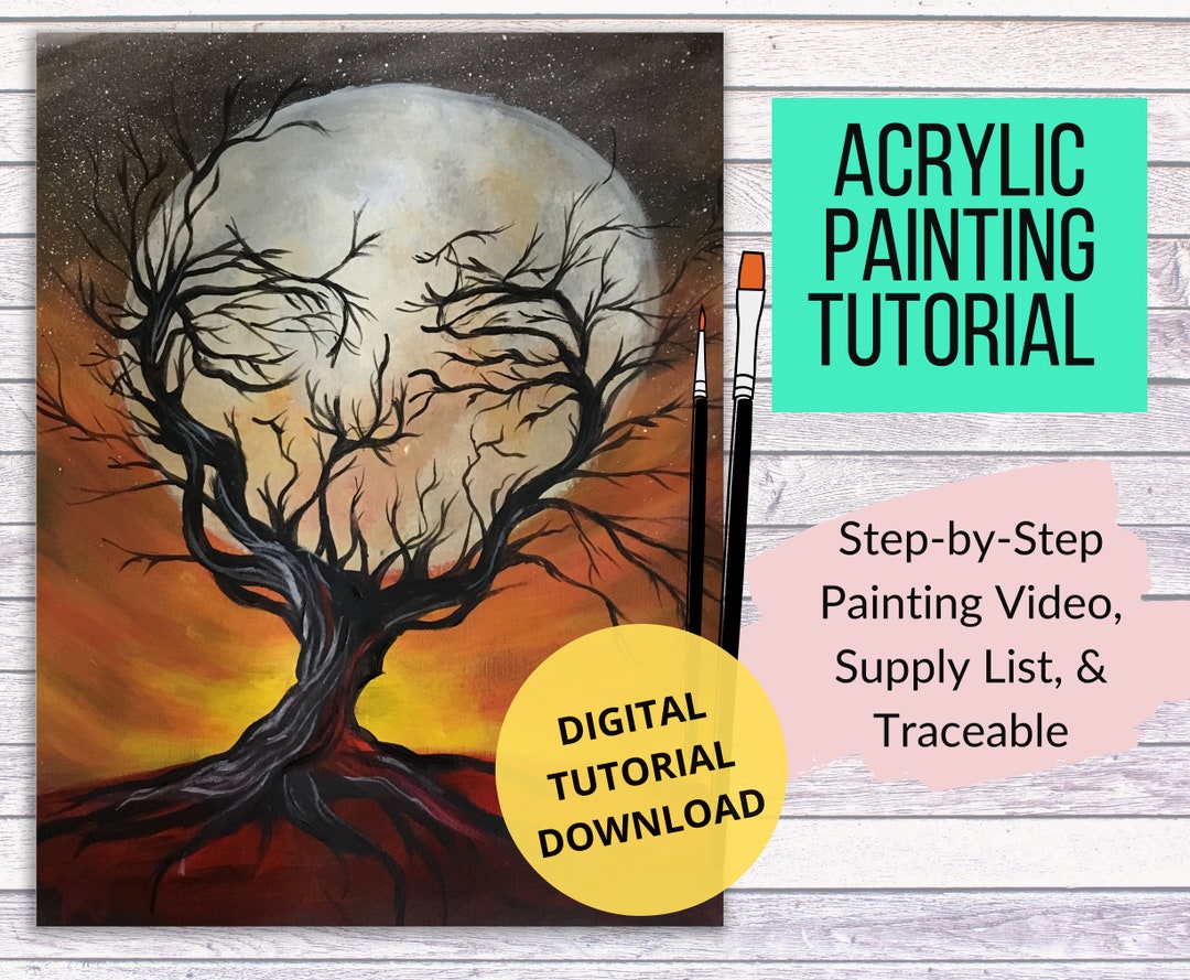 Skeleton Tree Acrylic Painting Tutorial, Halloween Optical Illusion ...