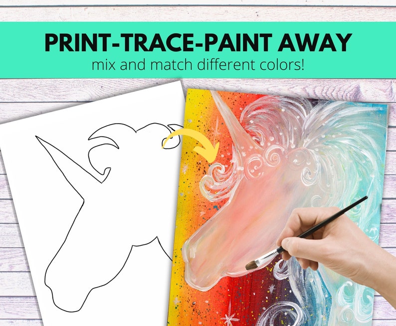 Rainbow Unicorn Canvas Painting Tutorial, Instant Download, Learn How ...