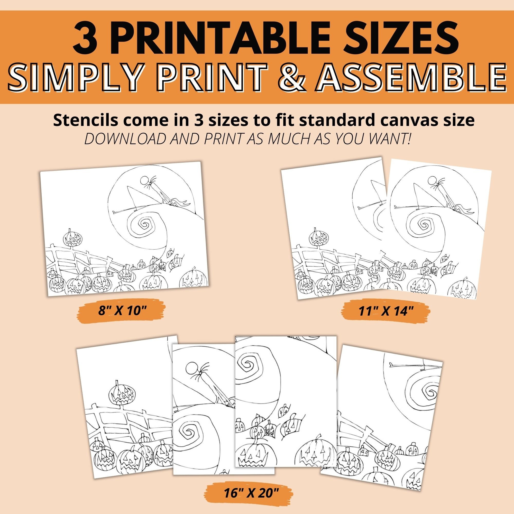 Jack Skellington DIY Paint Party Printable, Pre-drawn Outline, Digital ...