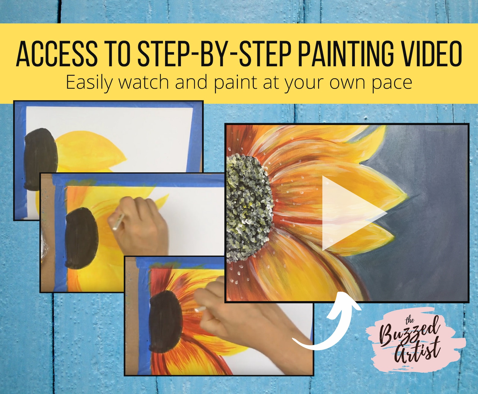 Sunflower Acrylic Painting Tutorial, Instant Download, Paint Party ...