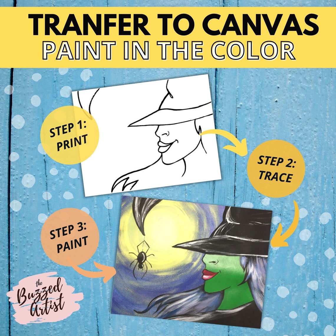 Wicked Witch DIY Paint Party Printable Pre-drawn Outline - Etsy