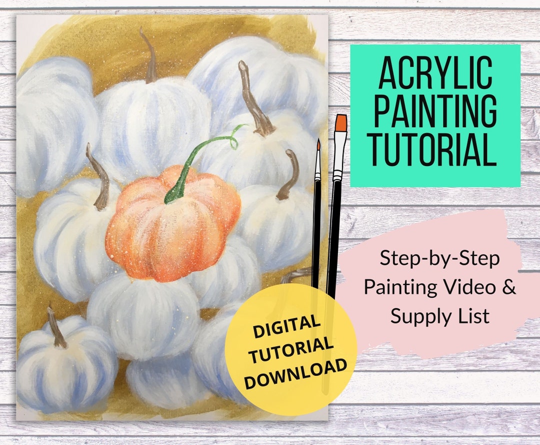 Rustic Pumpkin Patch Acrylic Painting Tutorial for Beginners (digital ...