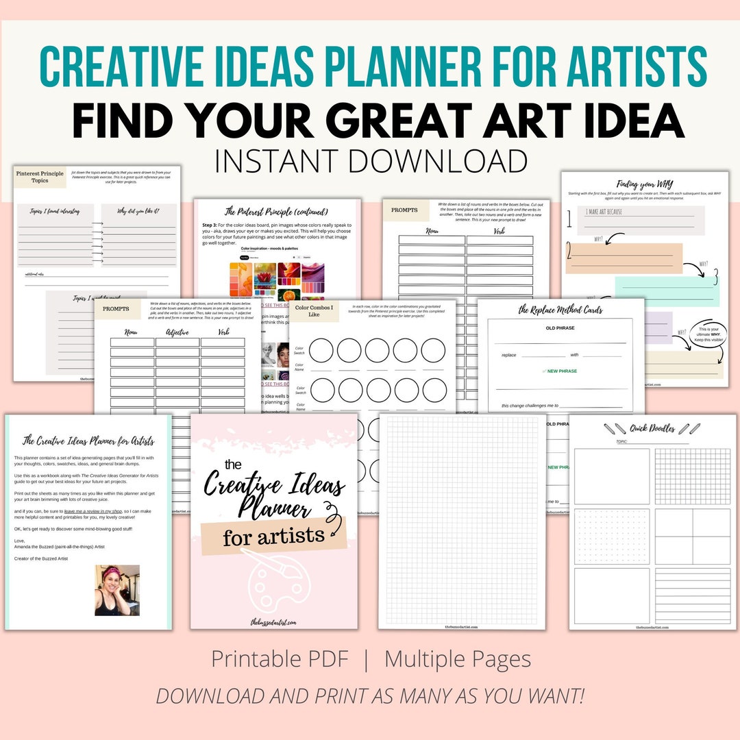 Creative Ideas Digital Planner for Artists, Printable Creative Planner ...