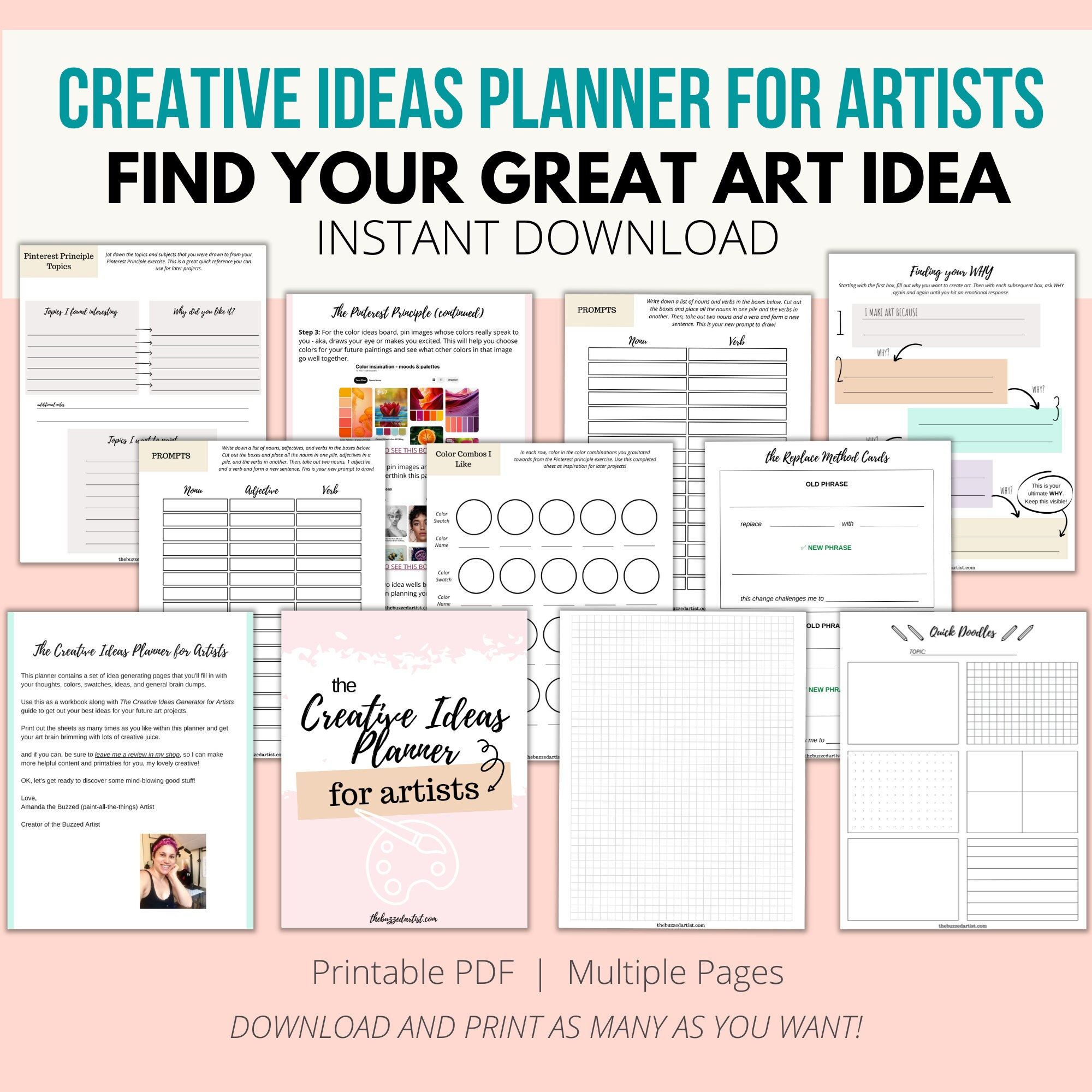 Creative Ideas Digital Planner for Artists, Printable Creative Planner ...