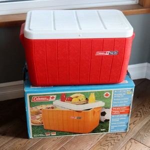 Vintage Canadian Coleman Red Cooler Box Poly-lite Polylite Box With ...