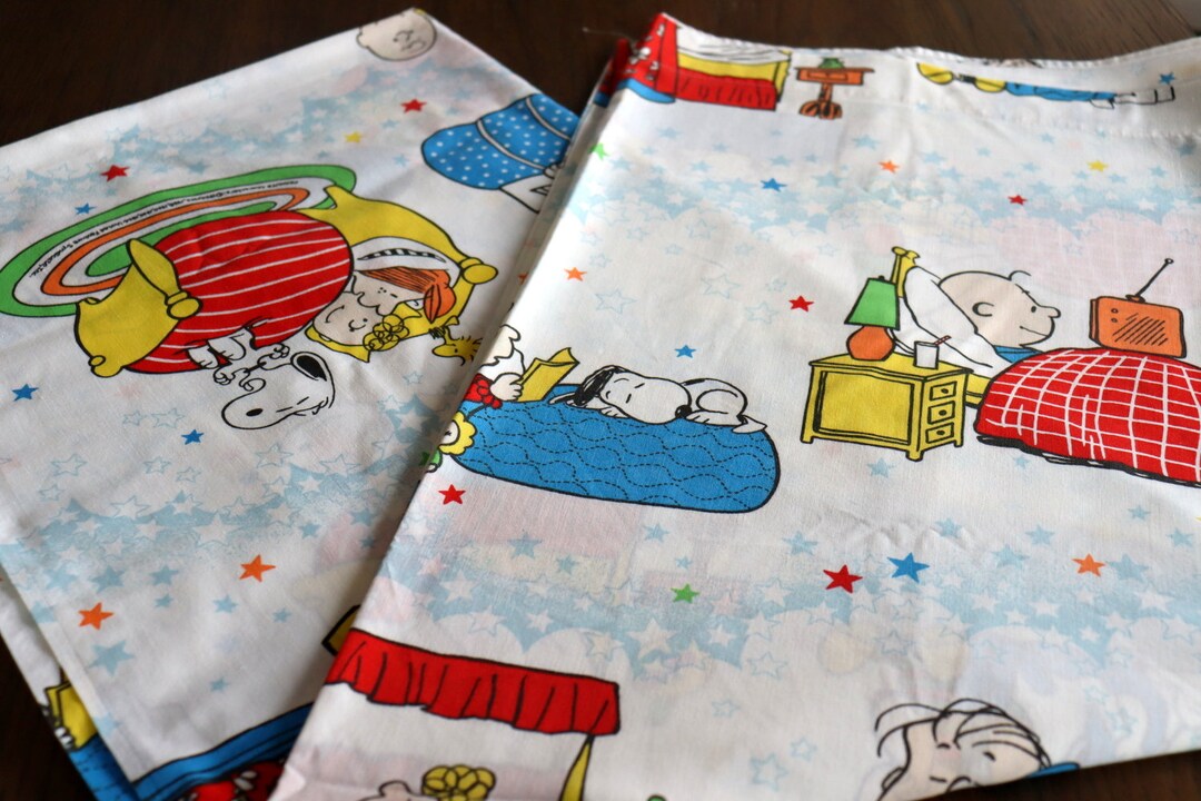 Vintage Peanuts Snoopy Bedtime Twin Size Flat Sheet - Etsy