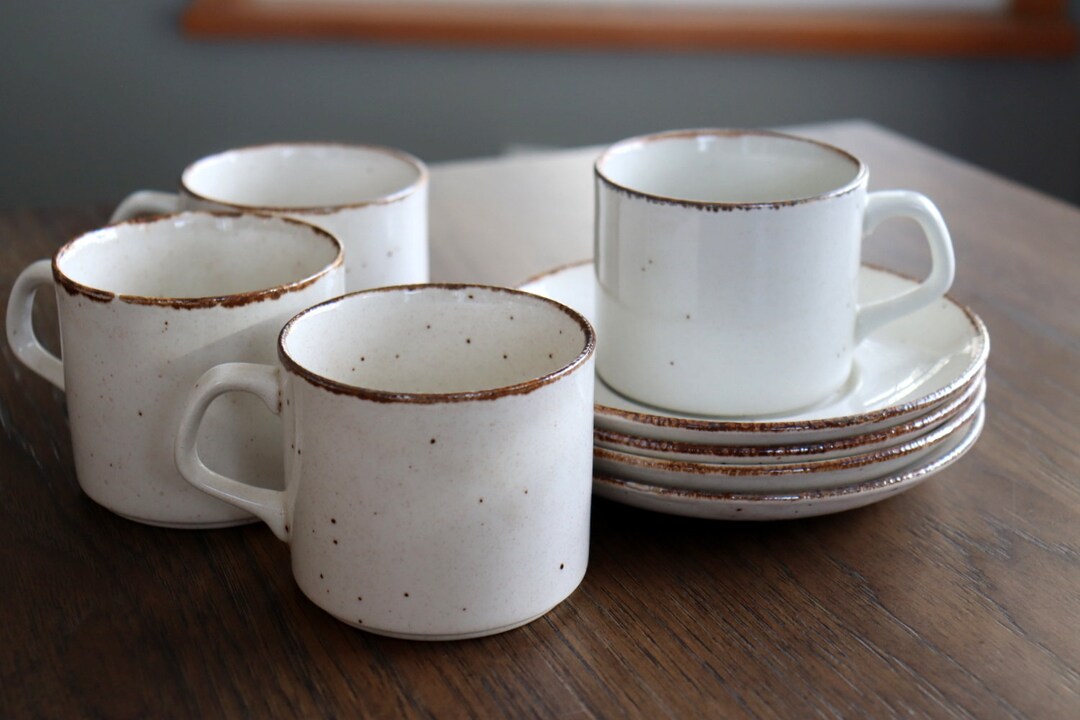 Set of 4(8peices) J&G Meakin Lifestyle Cups and Saucers Made in England ...